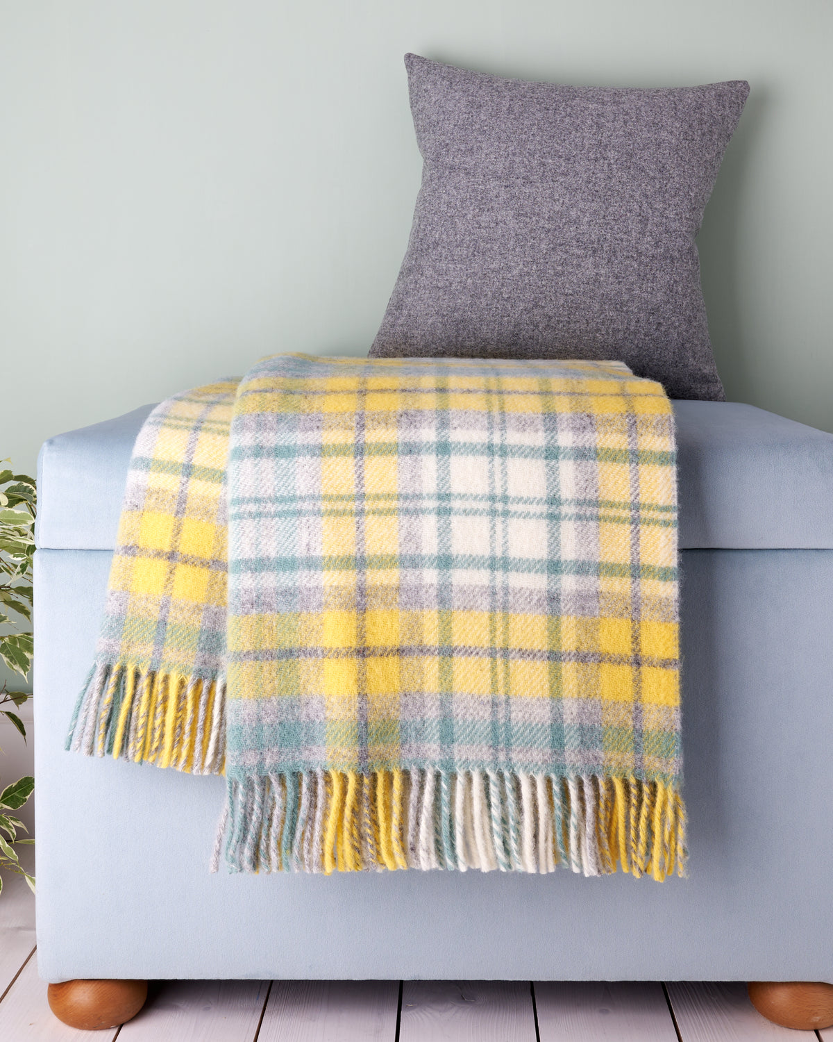 Tweedmill Cottage Ocean Check Wool Blanket Throw